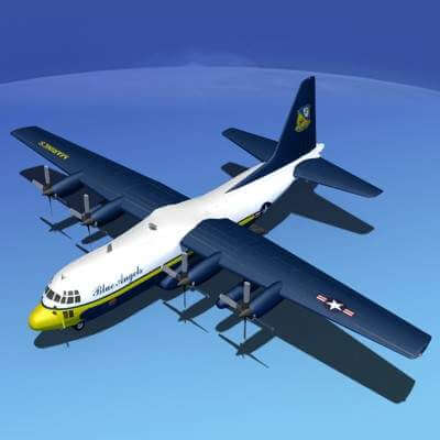 Lockheed C-130 Hercules Blue Angels 3D Model by Dreamscape Studios