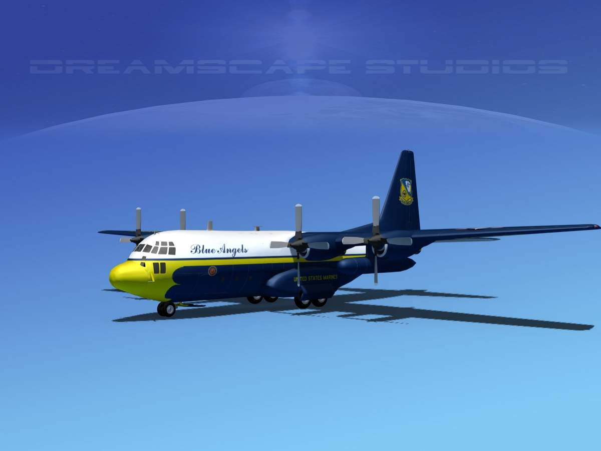 Lockheed C-130E Hercules Blue Angels 3D Model by Dreamscape Studios