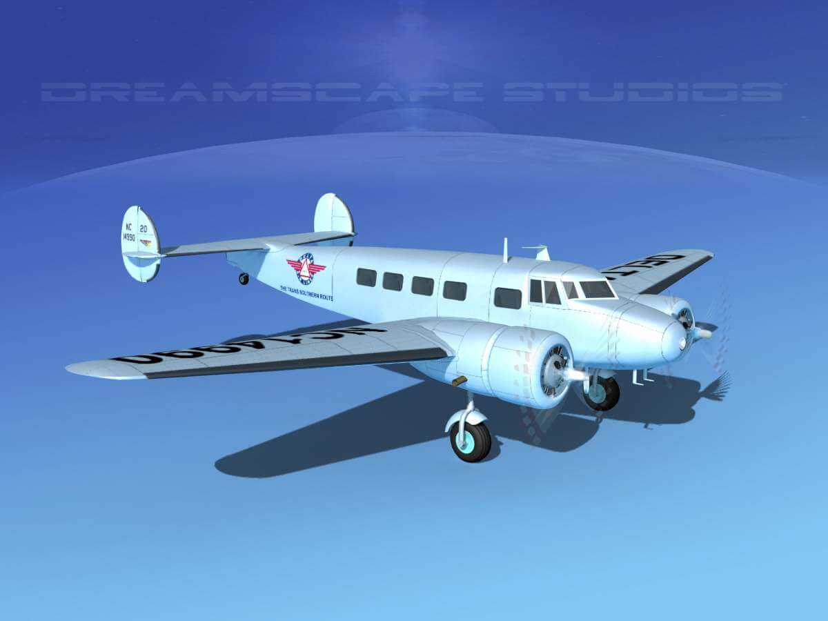 Lockheed L10 Electra Delta Airlines - 3D Model by Dreamscape Studios