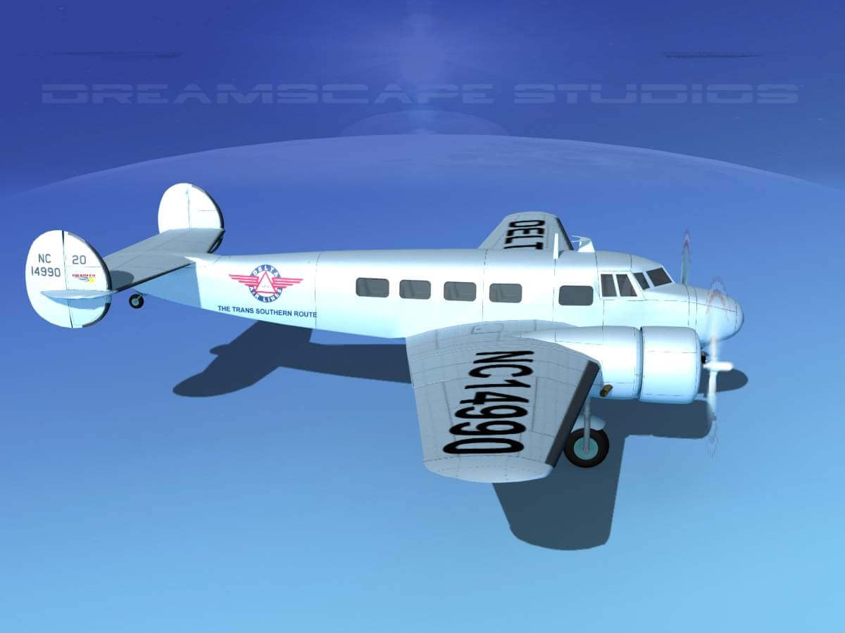 Lockheed L10 Electra Delta Airlines - 3D Model by Dreamscape Studios
