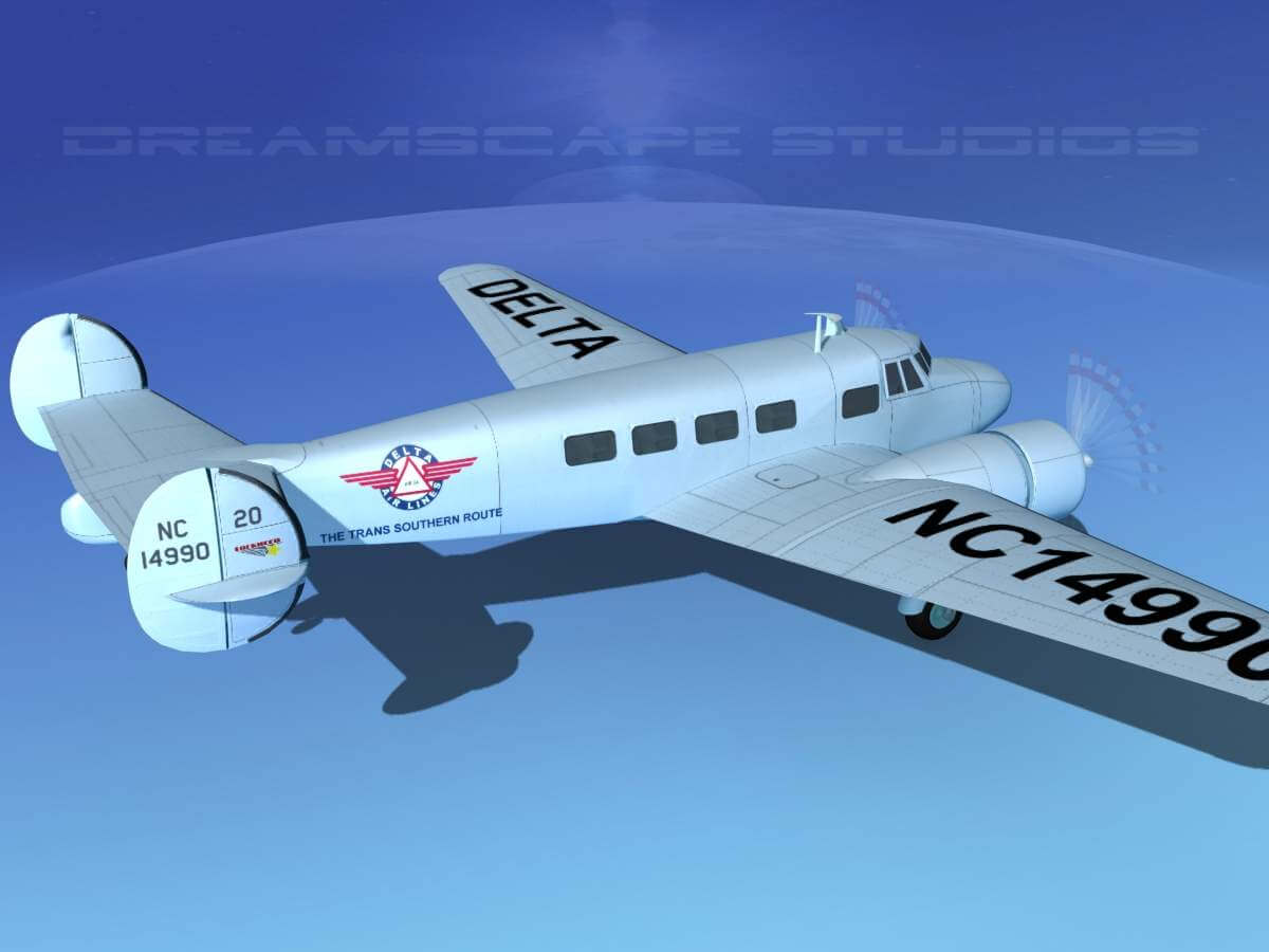 Lockheed L10 Electra Delta Airlines - 3D Model by Dreamscape Studios