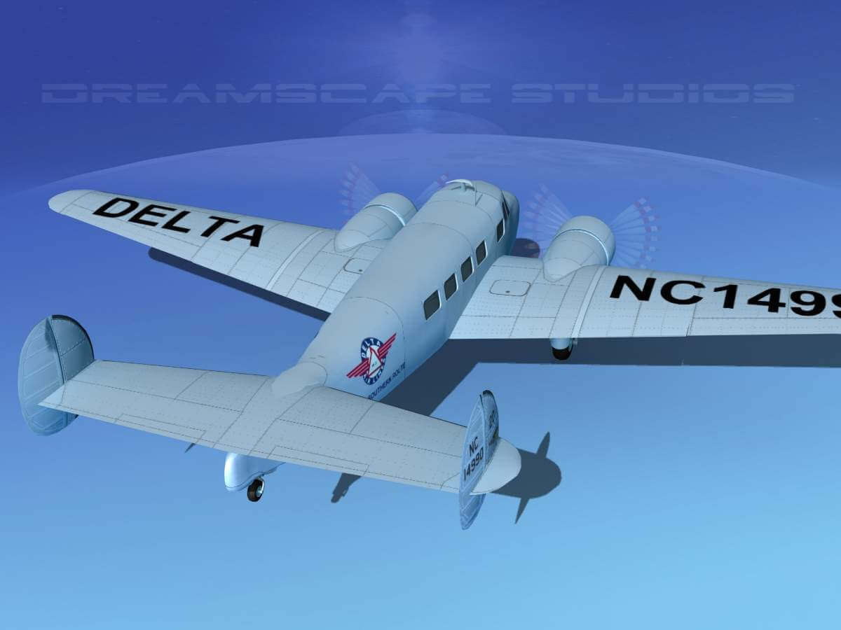 Lockheed L10 Electra Delta Airlines - 3D Model by Dreamscape Studios