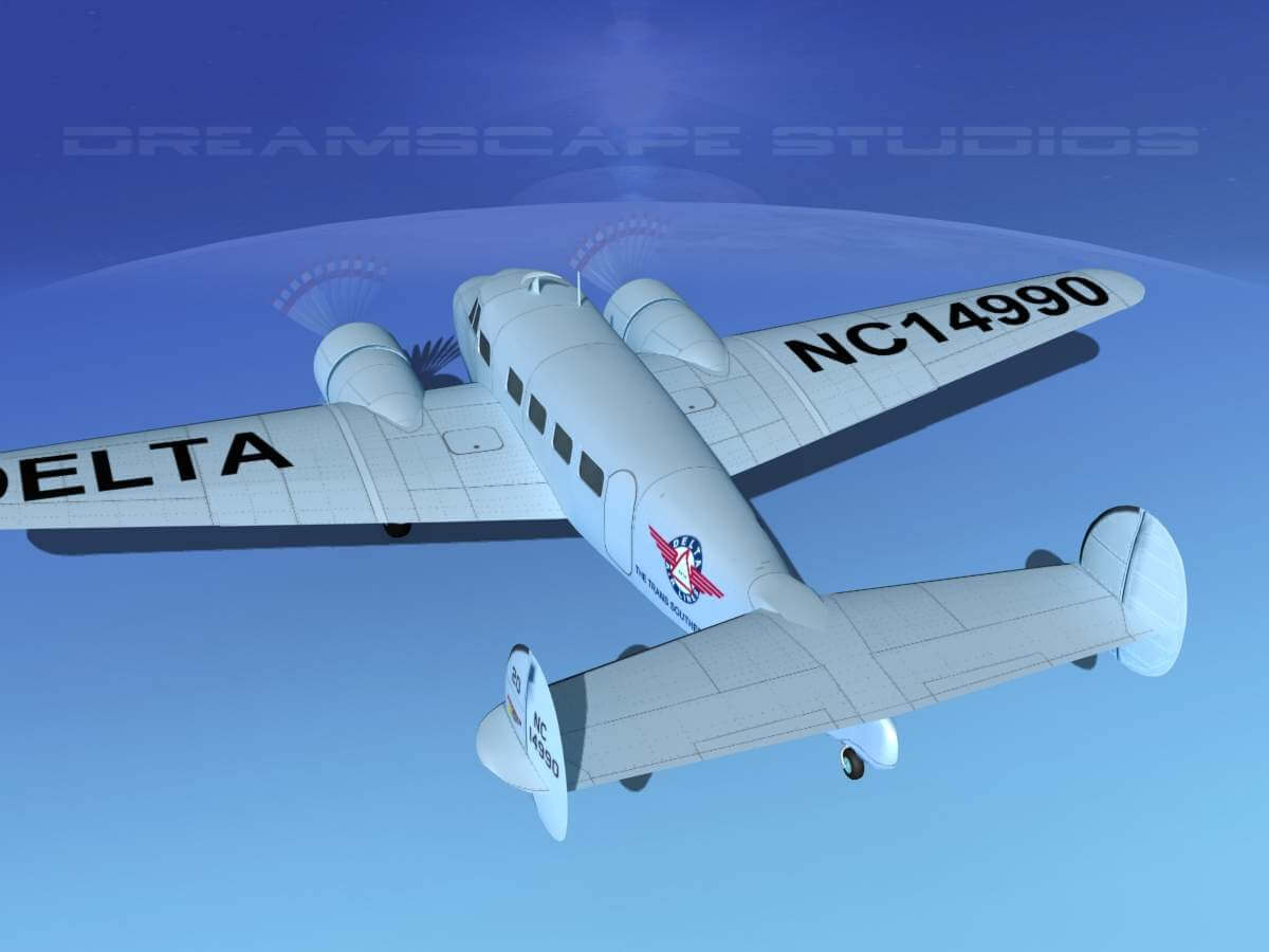 Lockheed L10 Electra Delta Airlines - 3D Model by Dreamscape Studios