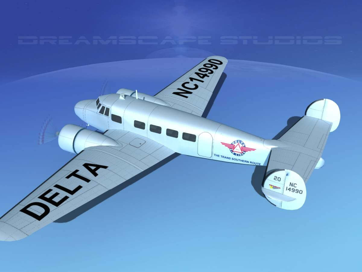 Lockheed L10 Electra Delta Airlines - 3D Model by Dreamscape Studios