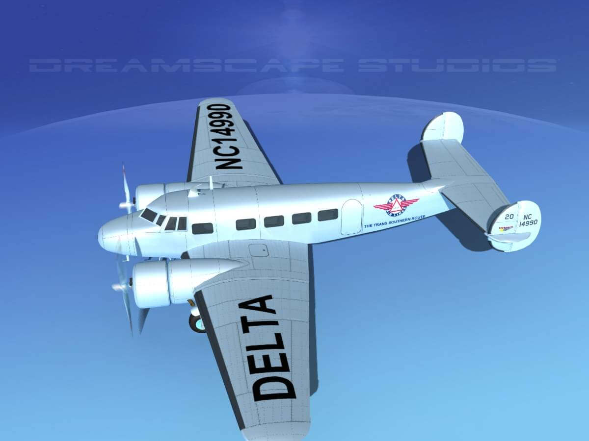 Lockheed L10 Electra Delta Airlines - 3D Model by Dreamscape Studios