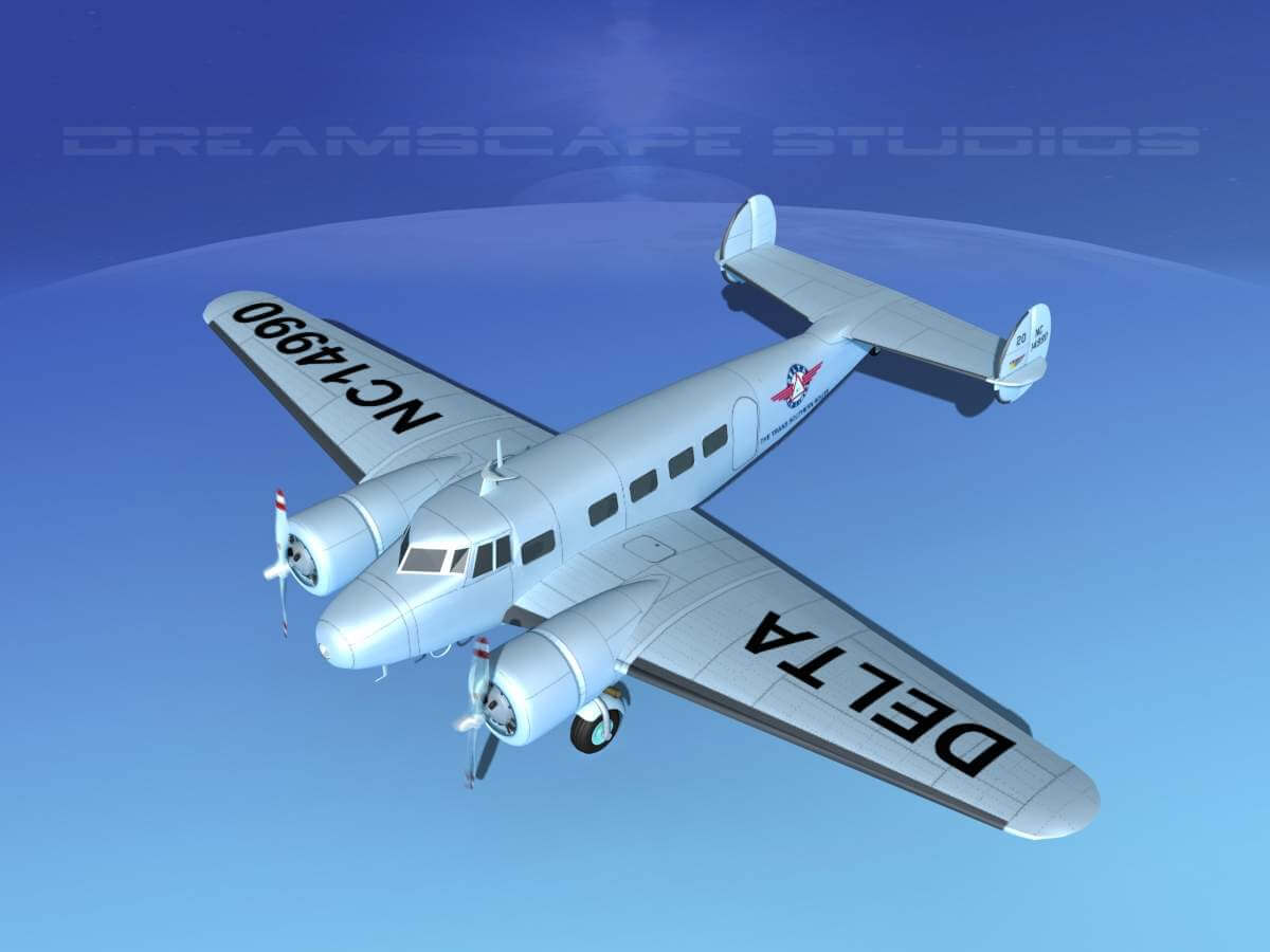 Lockheed L10 Electra Delta Airlines - 3D Model by Dreamscape Studios