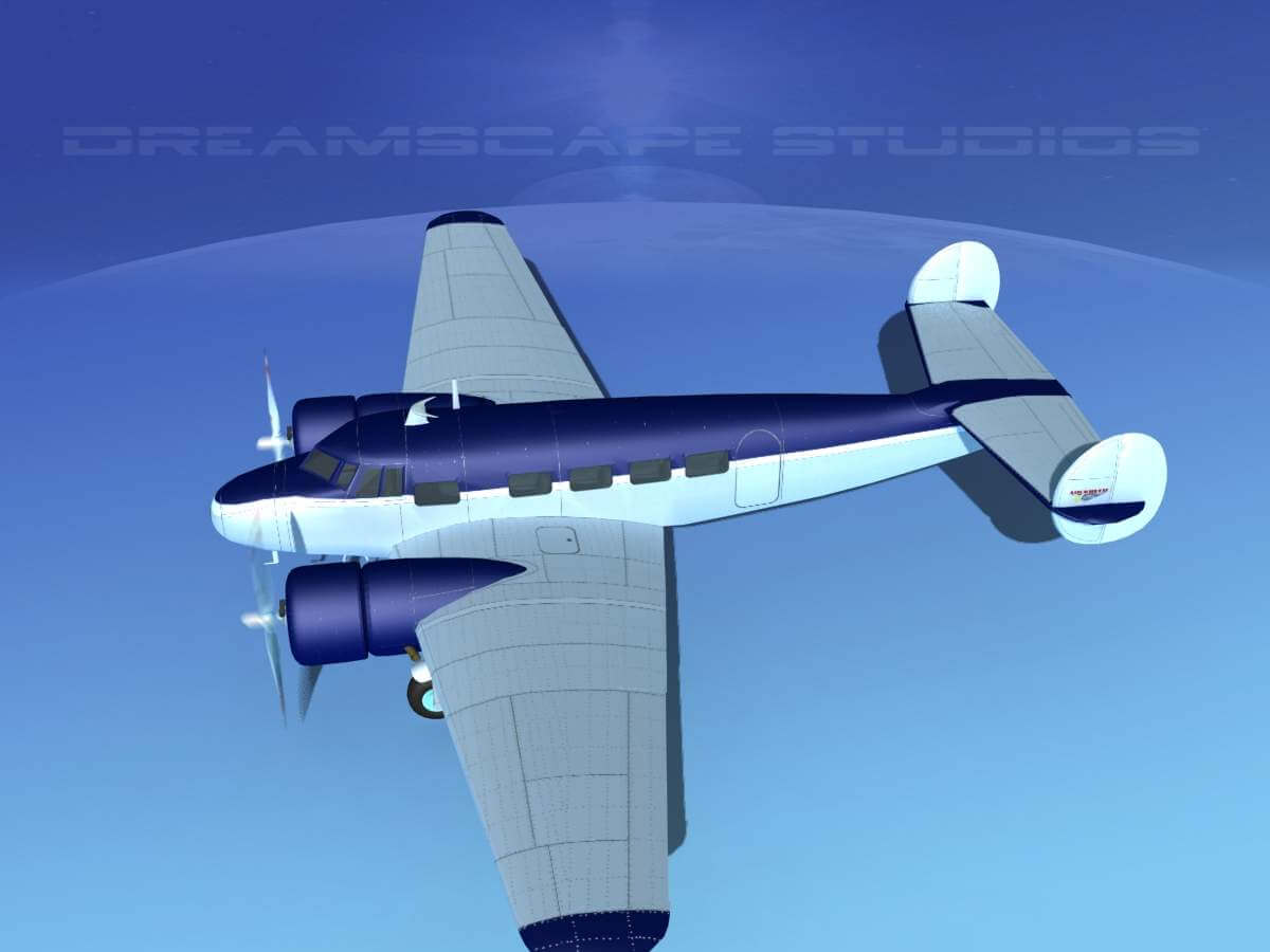 Lockheed L10 Electra Private - 3D Model by Dreamscape Studios