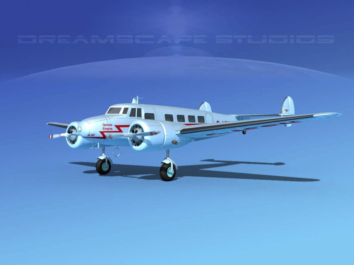 Lockheed L10 Electra Qantas - 3D Model by Dreamscape Studios