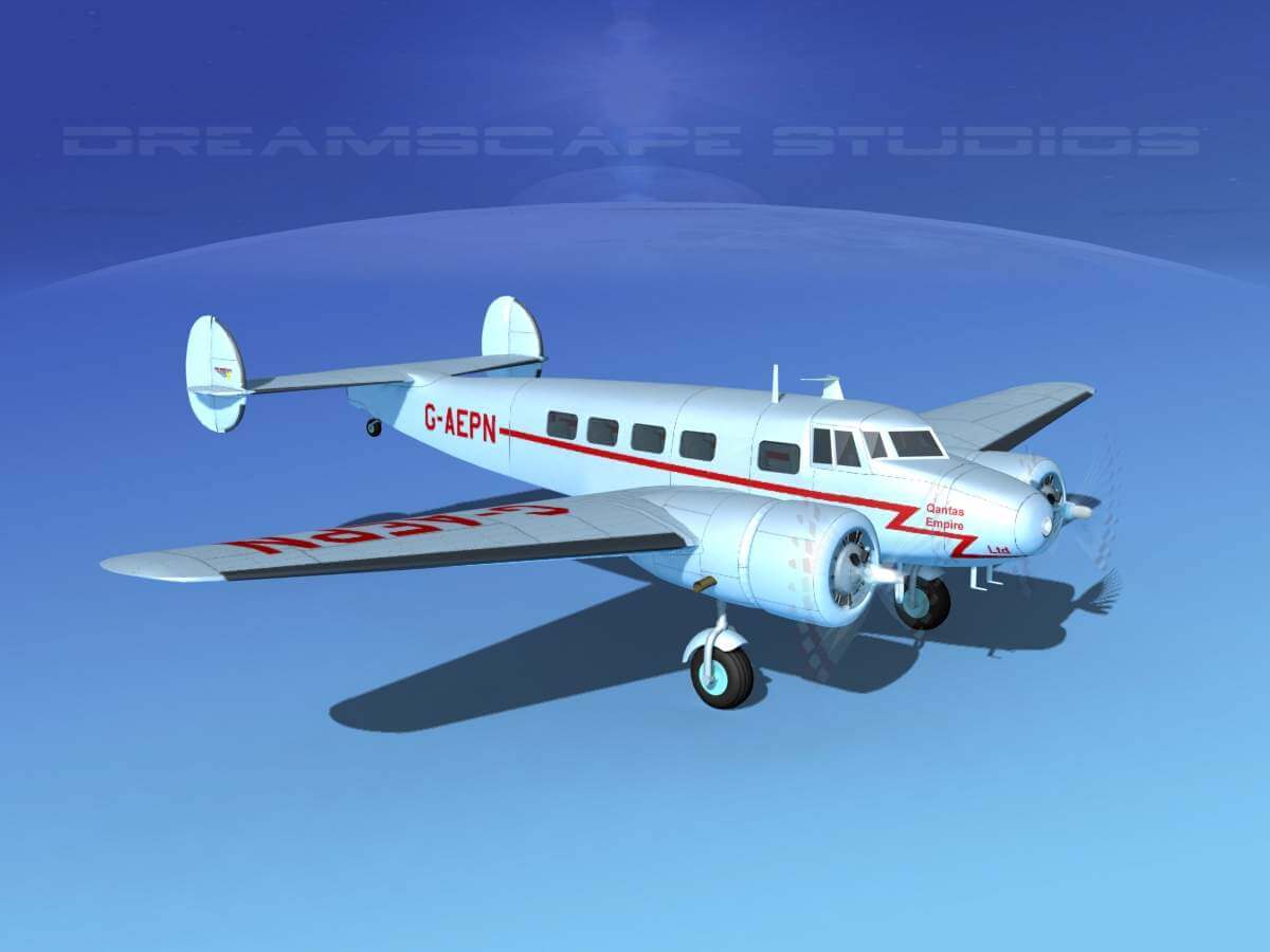 Lockheed L10 Electra Qantas - 3D Model by Dreamscape Studios