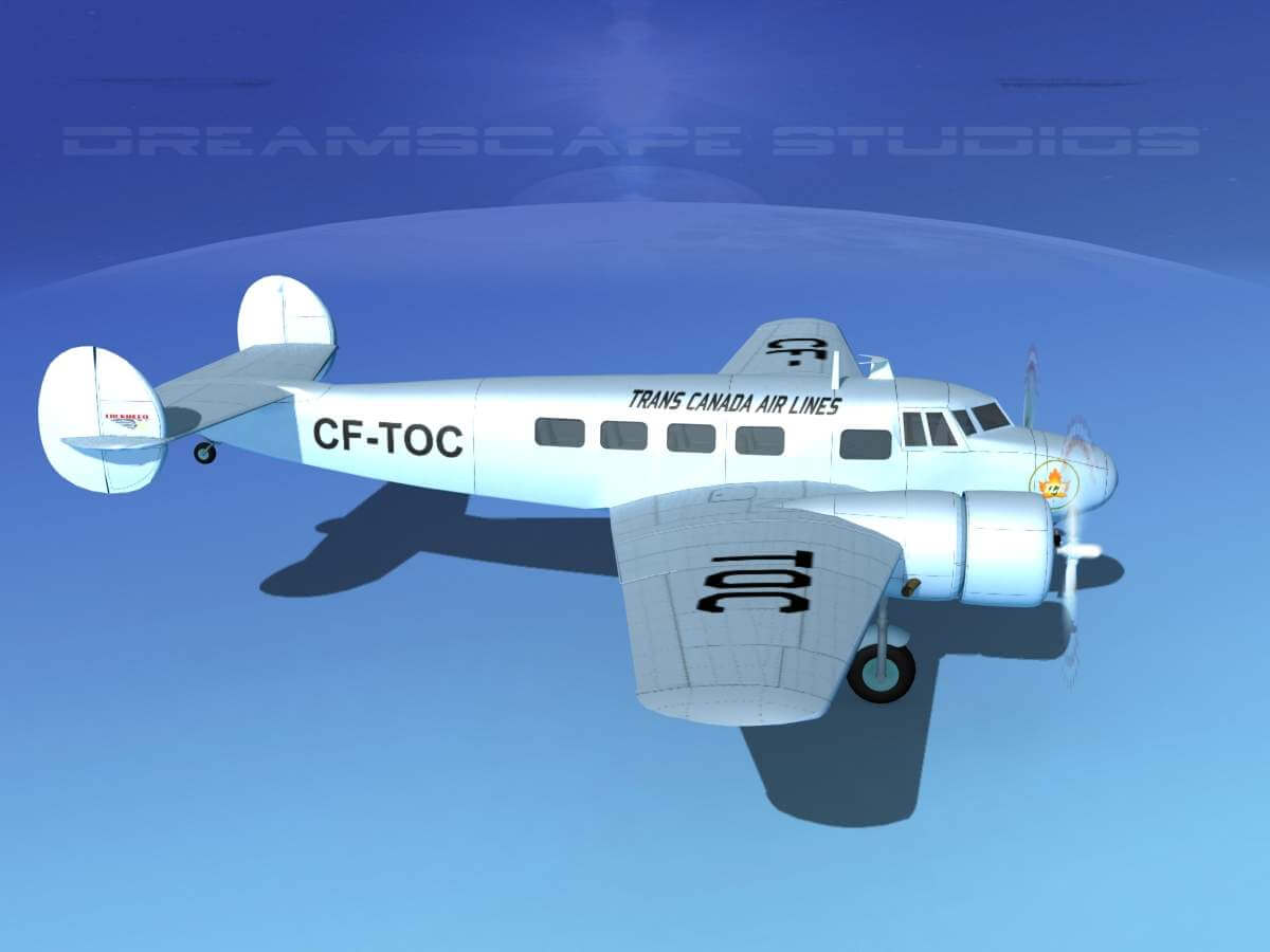 Lockheed L10 Electra Trans-Canada 3D Model by Dreamscape Studios