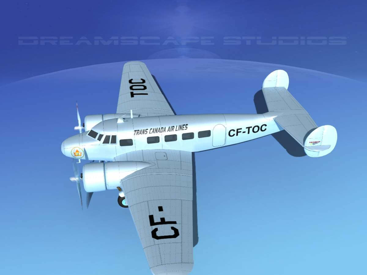 Lockheed L10 Electra Trans-Canada 3D Model by Dreamscape Studios