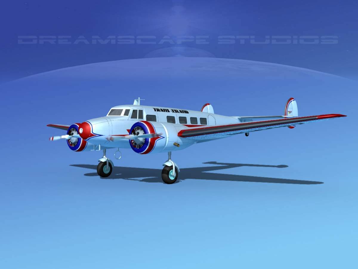 Lockheed L10 Electra Trans-Island 3D Model by Dreamscape Studios