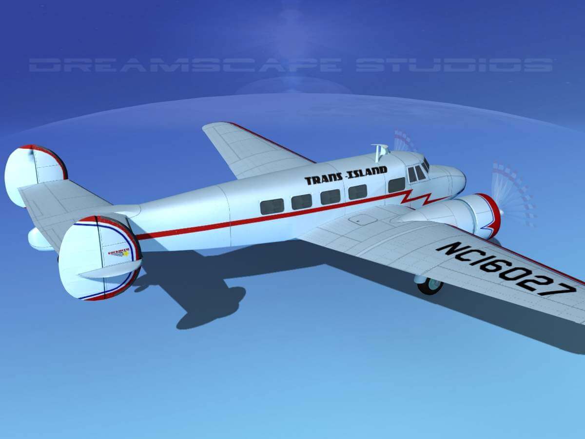 Lockheed L10 Electra Trans-Island 3D Model by Dreamscape Studios