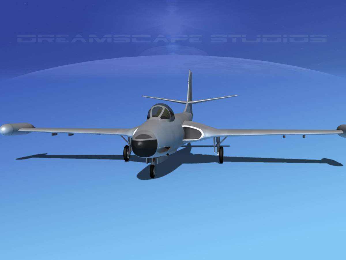 McDonnell F2H2 Banshee Bare Metal - 3D Model by Dreamscape Studios