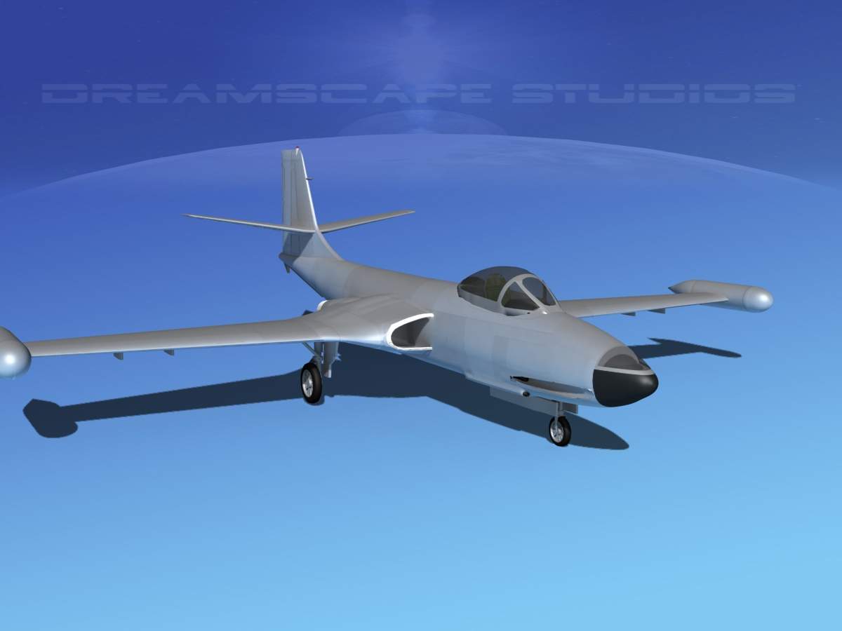 McDonnell F2H2 Banshee Bare Metal - 3D Model by Dreamscape Studios