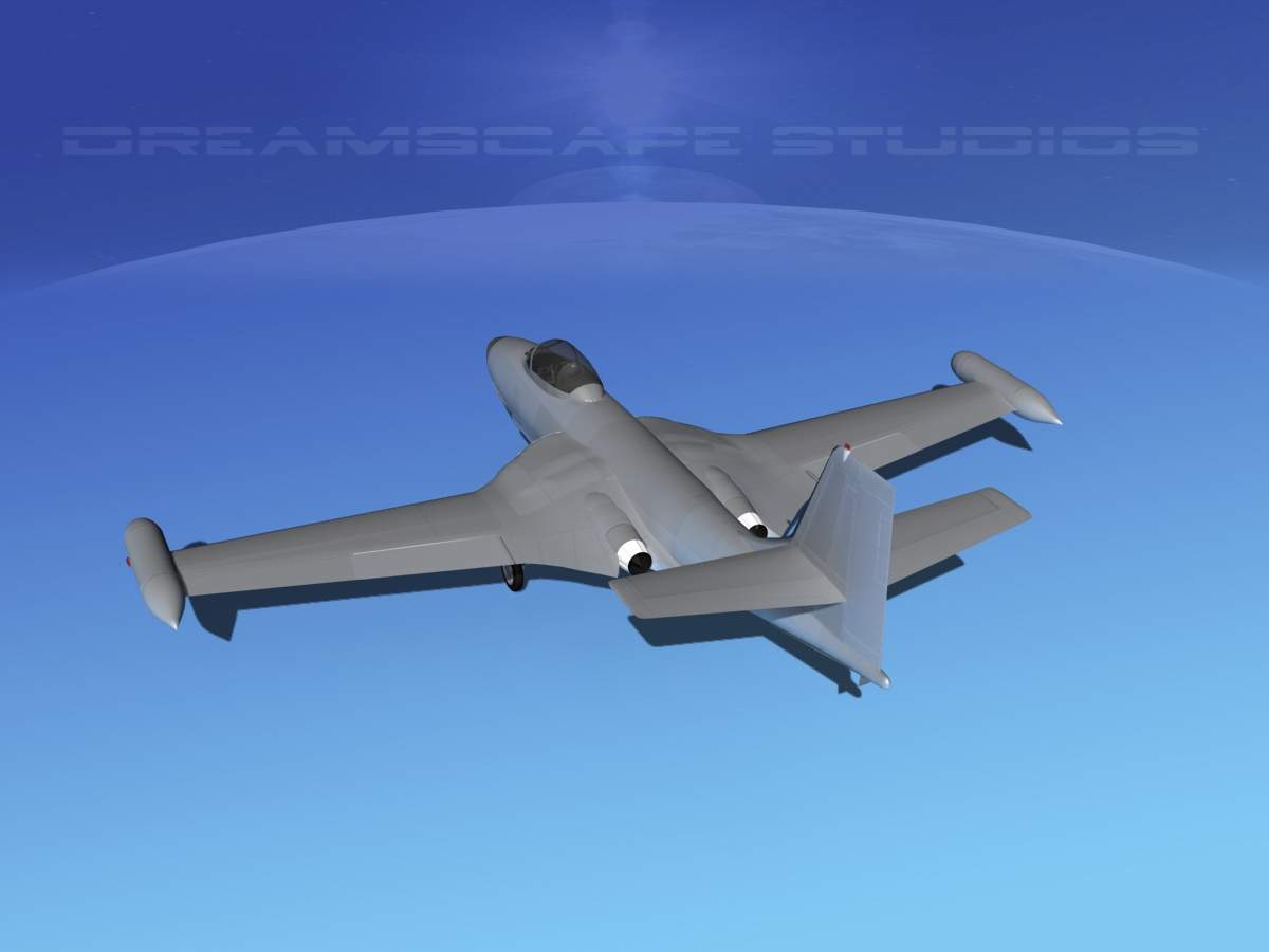 McDonnell F2H2 Banshee Bare Metal - 3D Model by Dreamscape Studios