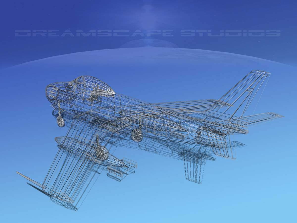 North American F-86 Sabre Jet Bare Metal 3D Model by Dreamscape Studios