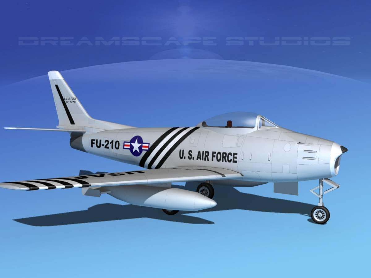 North American F-86 Sabre Jet V03 USAF 3D Model by Dreamscape Studios