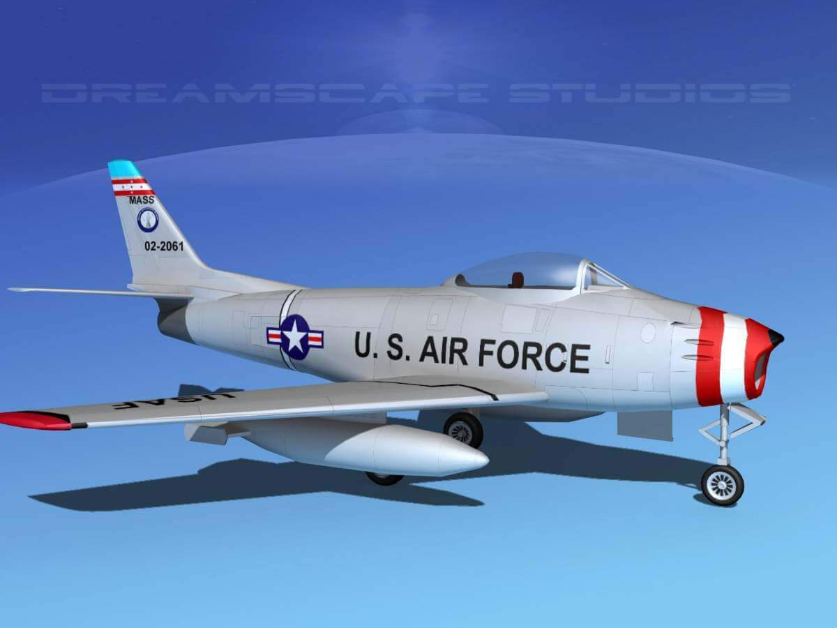 North American F-86 Sabre Jet V08 Ma ANG 3D Model by Dreamscape Studios