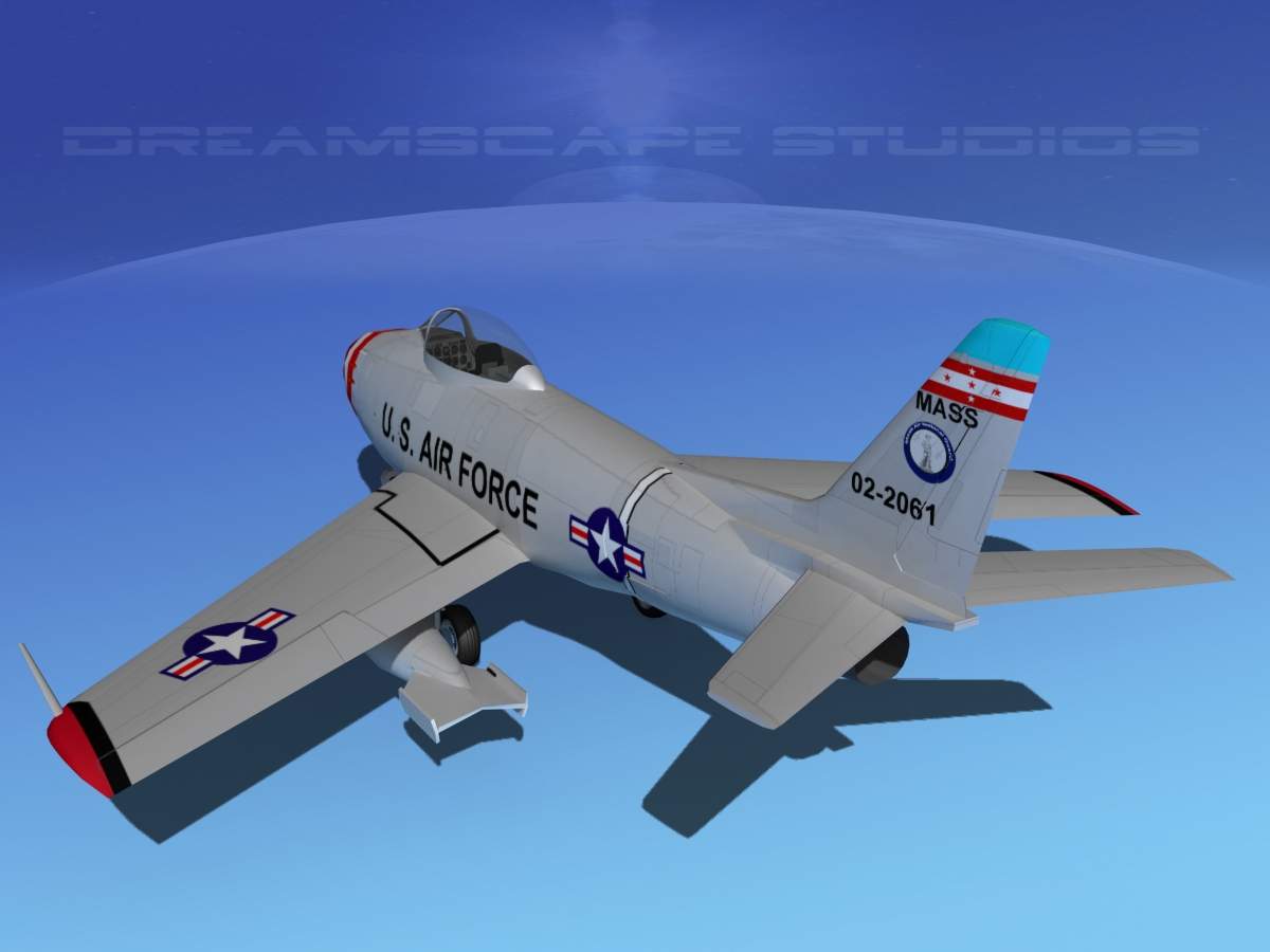 North American F-86 Sabre Jet V08 Ma ANG 3D Model by Dreamscape Studios