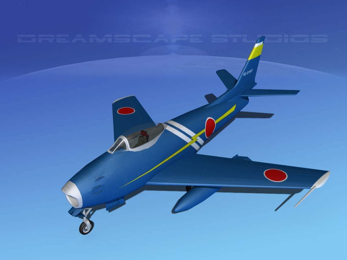 North American F-86 Sabre Jet V12 JADF 2 3D Model by Dreamscape Studios