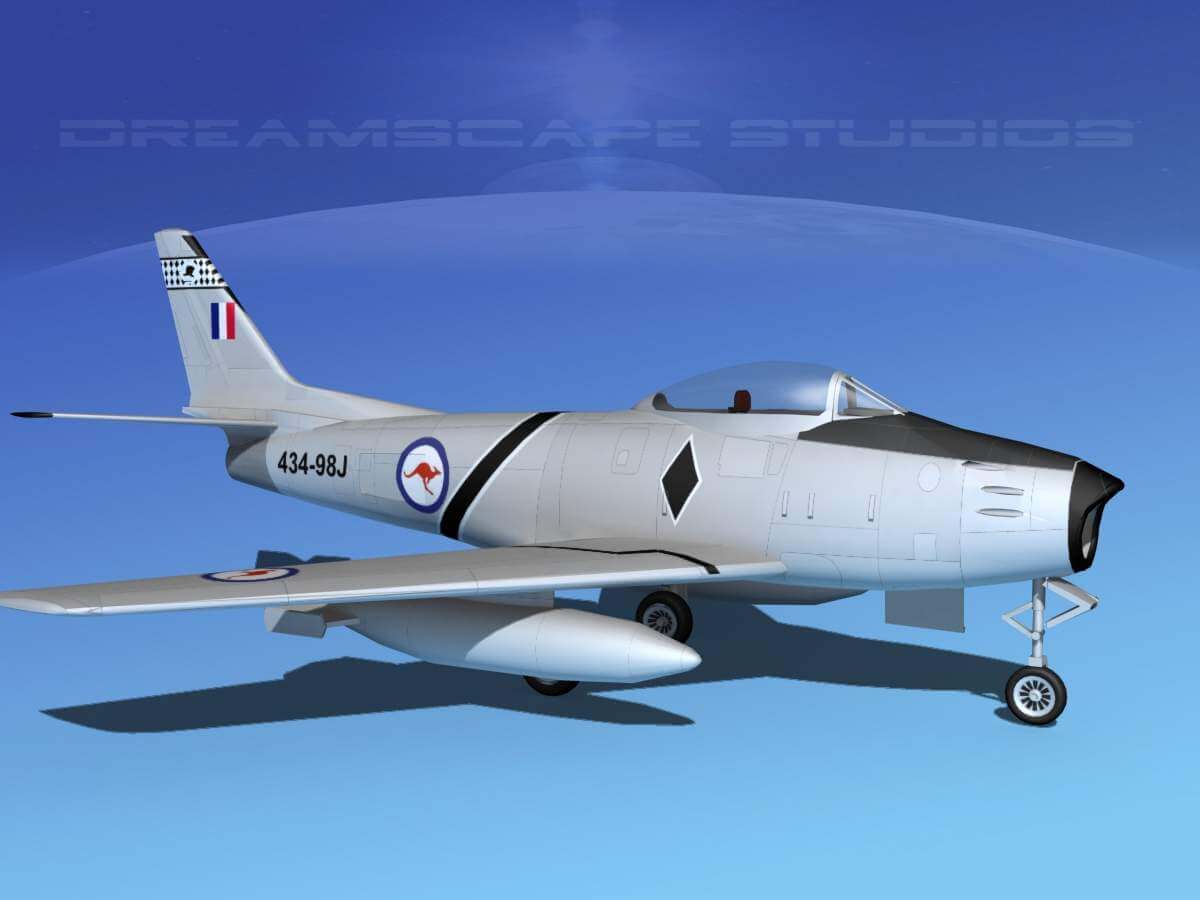 North American F-86 Sabre Jet V14 RAAF 3D Model by Dreamscape Studios