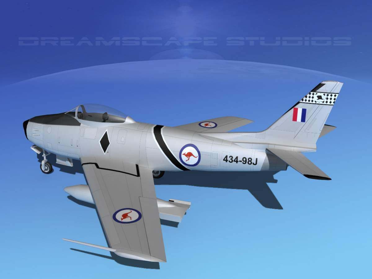 North American F-86 Sabre Jet V14 RAAF 3D Model by Dreamscape Studios