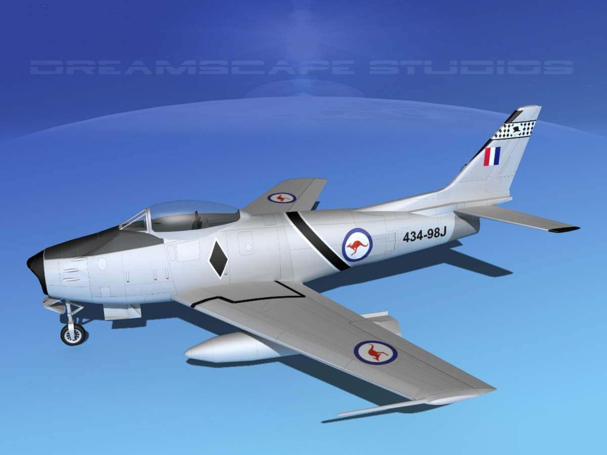 North American F-86 Sabre Jet V14 RAAF 3D Model by Dreamscape Studios