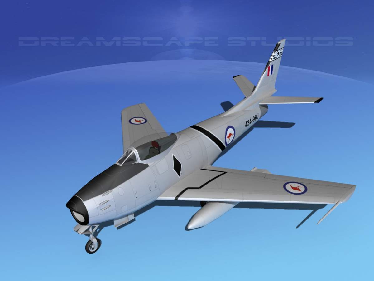 North American F-86 Sabre Jet V14 RAAF 3D Model by Dreamscape Studios