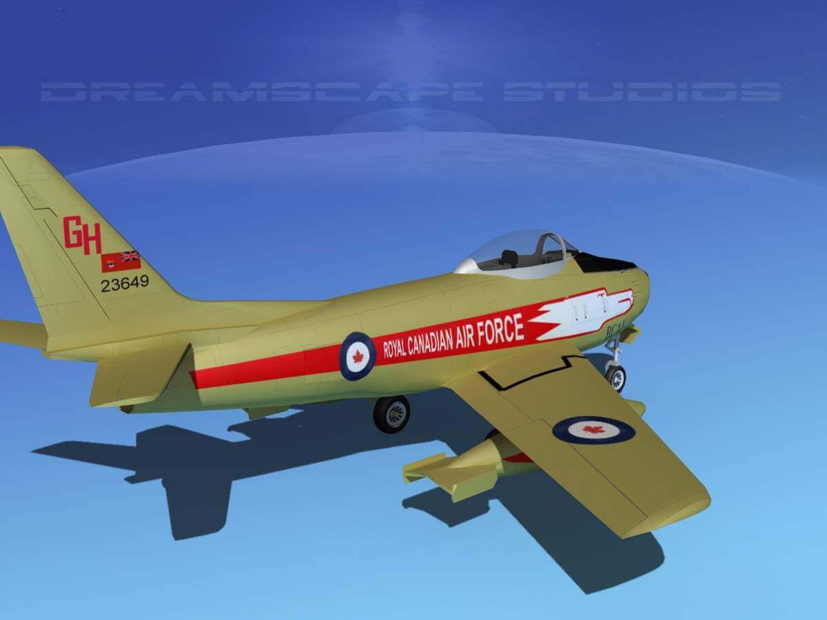 North American F-86 Sabre Jet V15 RCAF 3D Model by Dreamscape Studios