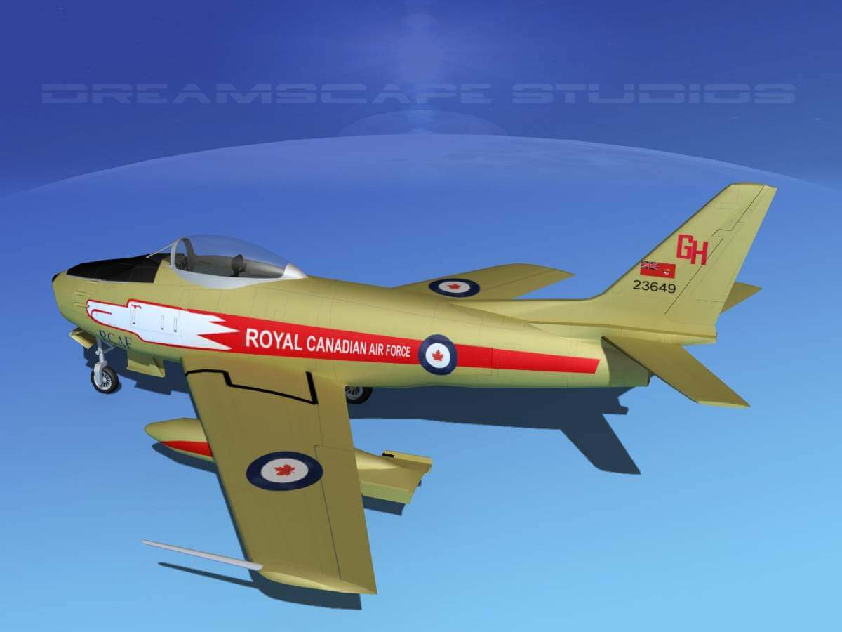 North American F-86 Sabre Jet V15 RCAF 3D Model by Dreamscape Studios