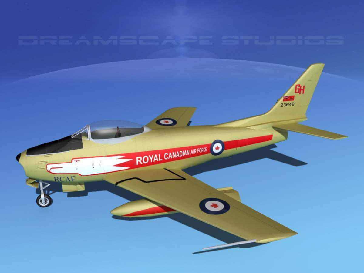 North American F-86 Sabre Jet V15 RCAF 3D Model by Dreamscape Studios