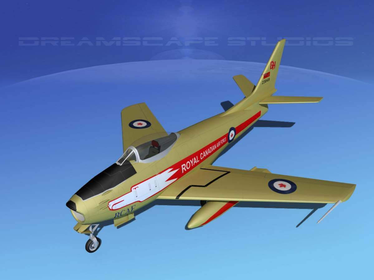 North American F-86 Sabre Jet V15 RCAF 3D Model by Dreamscape Studios