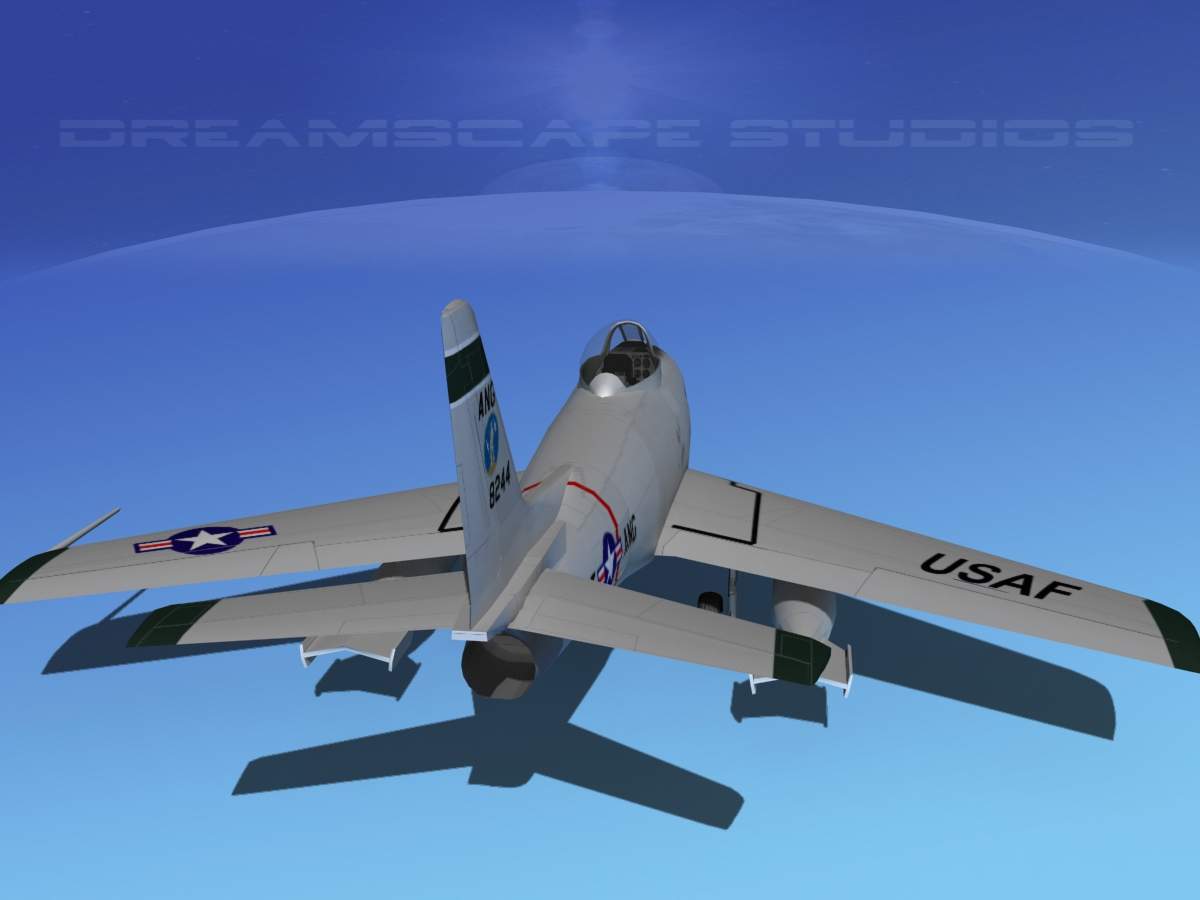 North American F-86 Sabre Jet V22 Mon ANG 3D Model by Dreamscape Studios