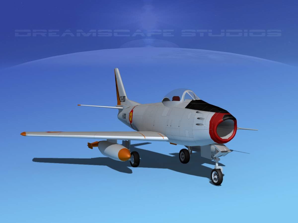 North American F-86 Sabre Jet V26 Spain 3D Model by Dreamscape Studios