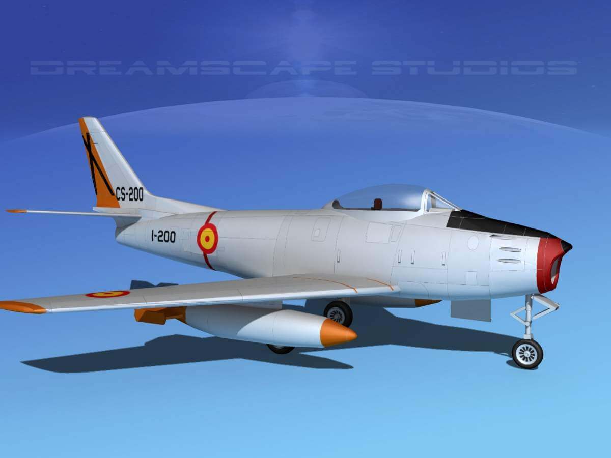 North American F-86 Sabre Jet V26 Spain 3D Model by Dreamscape Studios