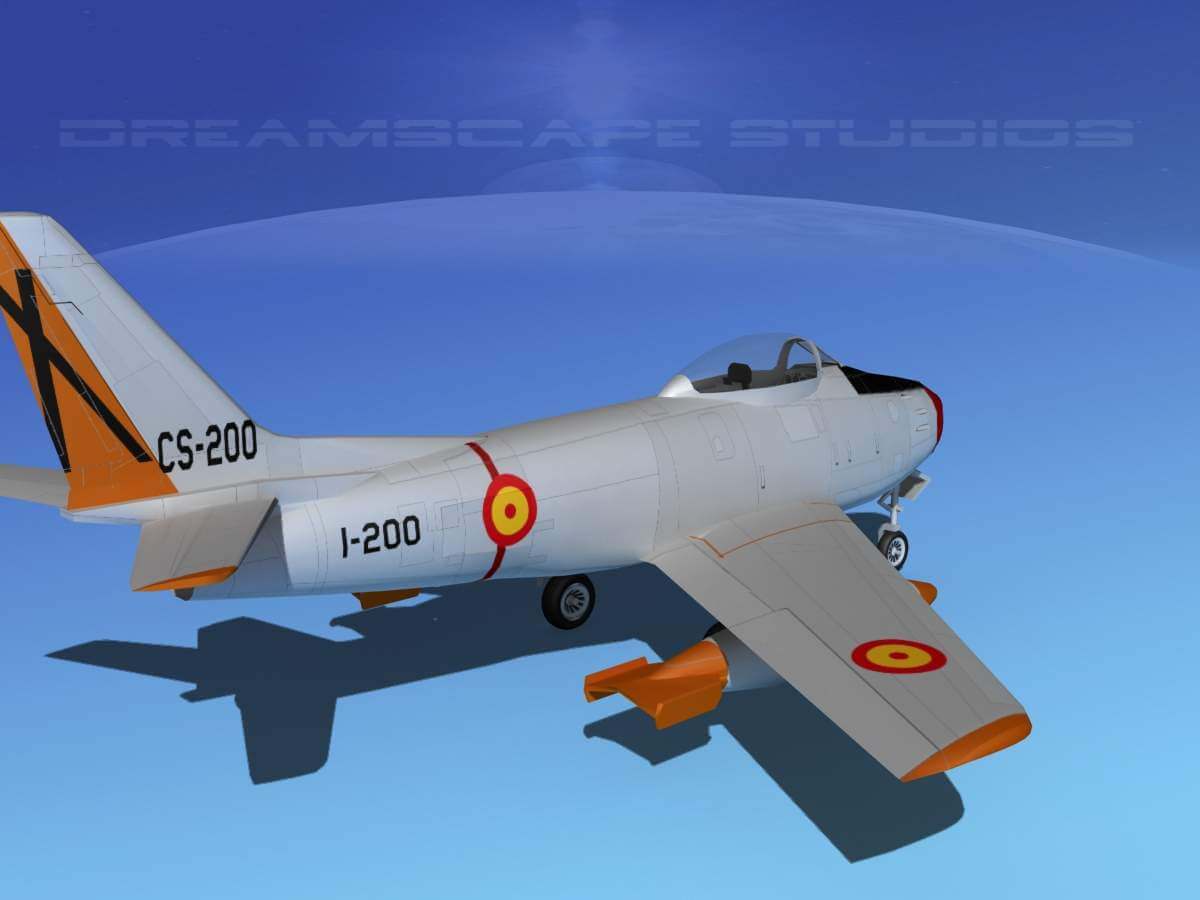 North American F-86 Sabre Jet V26 Spain 3D Model by Dreamscape Studios