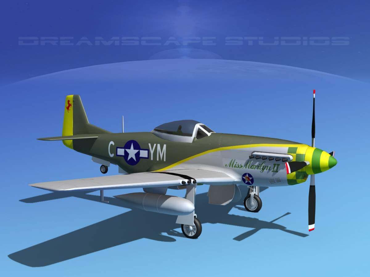 North American P-51D Miss Marilyn 3D Model by Dreamscape Studios