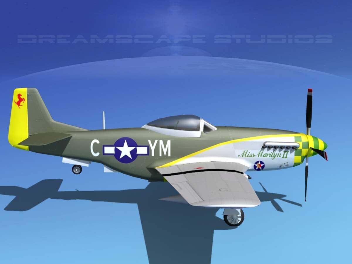 North American P-51D Miss Marilyn 3D Model by Dreamscape Studios