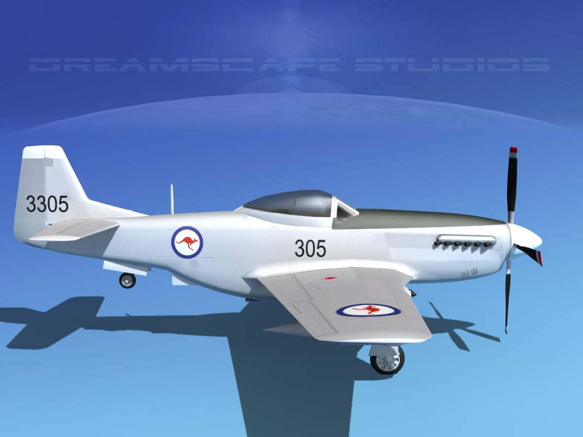 North American P-51D Mustang RAAF 3D Model by Dreamscape Studios