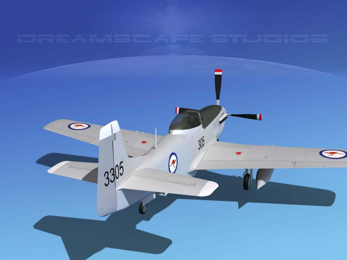 North American P-51D Mustang RAAF 3D Model by Dreamscape Studios