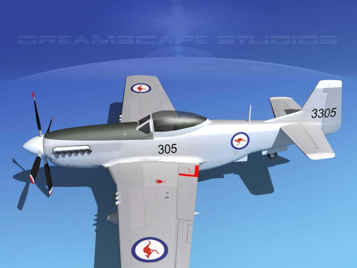 North American P-51D Mustang RAAF 3D Model by Dreamscape Studios