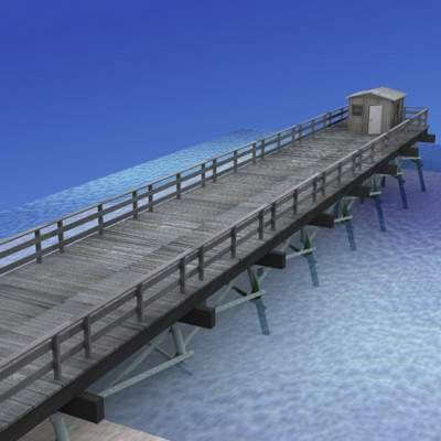 Pier with Wood Utility Shack - 3D Model by Dreamscape Studios