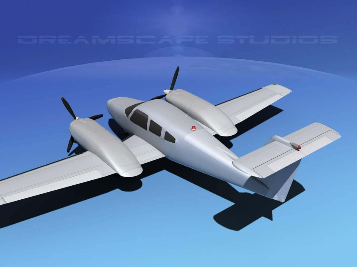 Piper PA-44-180T Turbo Seminole Bare Metal 3D Model by Dreamscape Studios