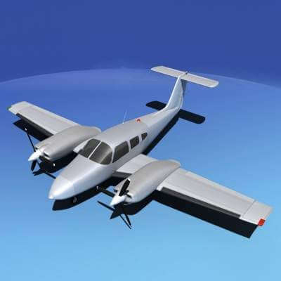 Piper PA-44-180T Turbo Seminole Bare Metal 3D Model by Dreamscape Studios