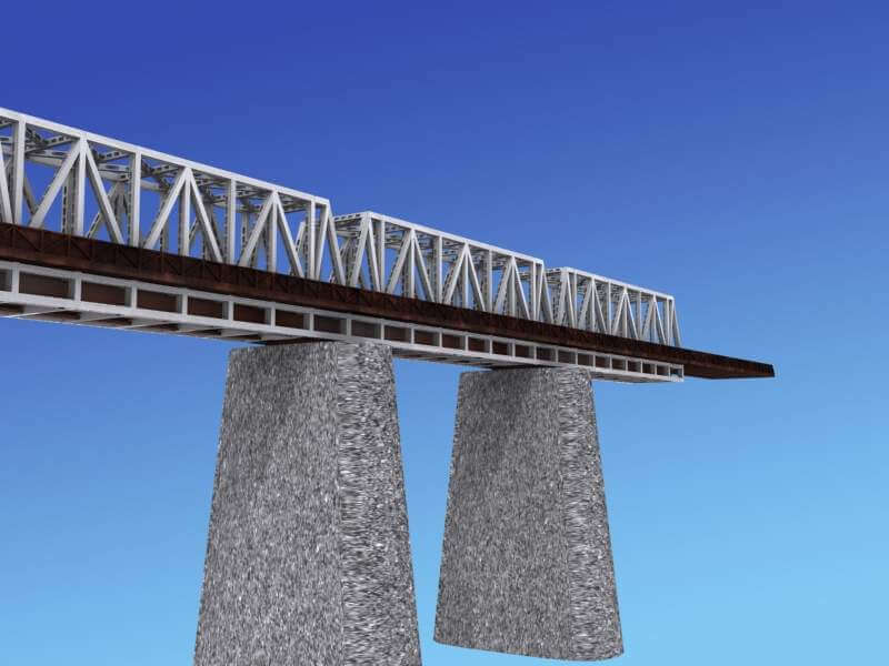 Railroad Truss Bridge with Pylons - 3D Model by Dreamscape Studios