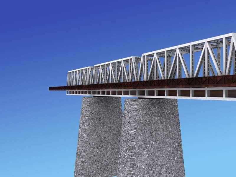 Railroad Truss Bridge with Pylons - 3D Model by Dreamscape Studios