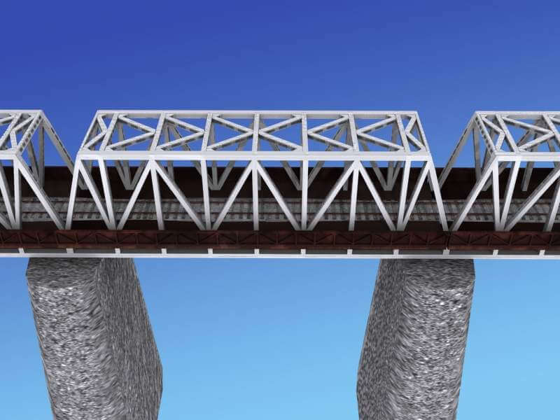 Railroad Truss Bridge with Pylons - 3D Model by Dreamscape Studios
