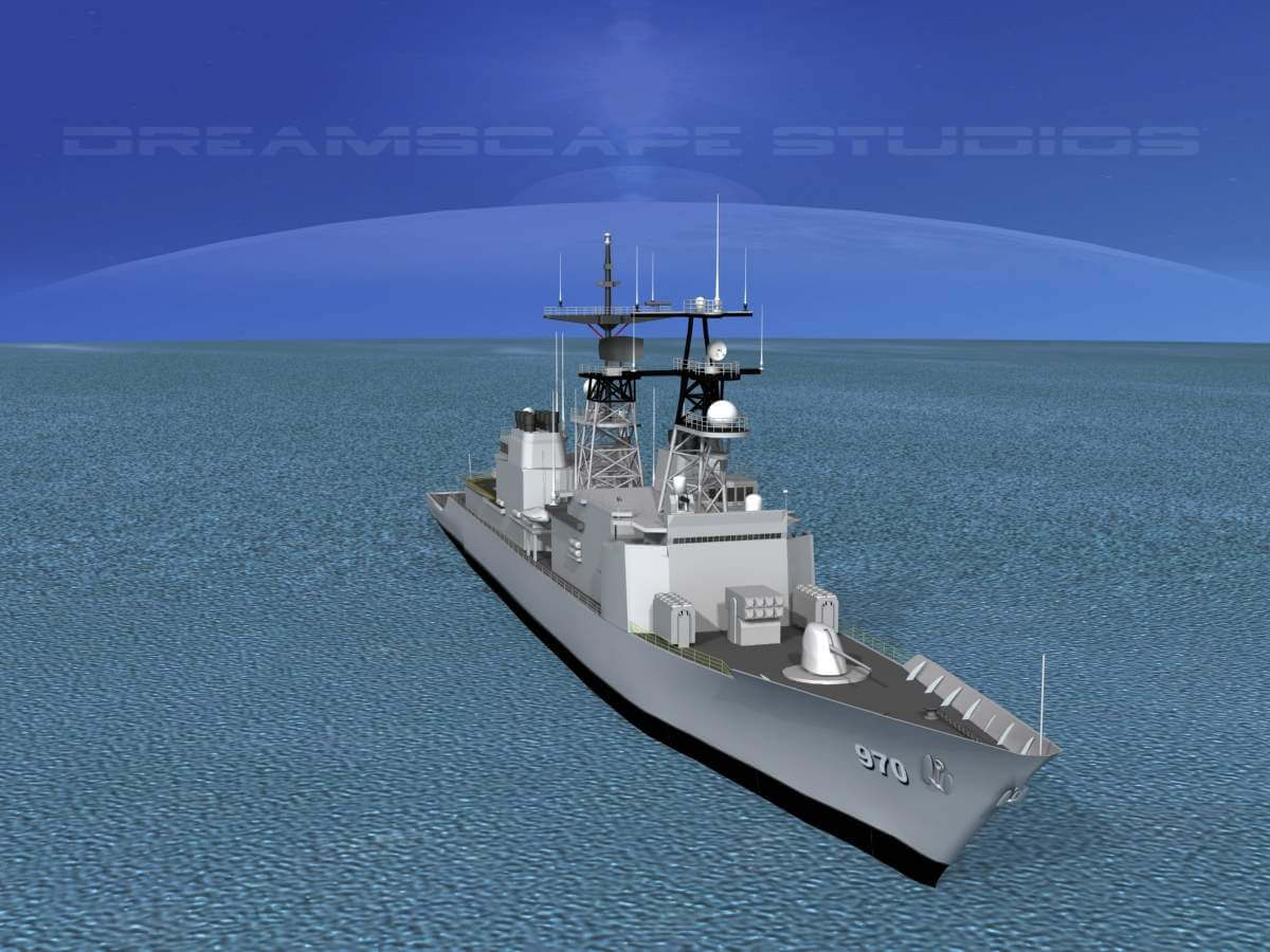 Spruance Class DD970 USS Caron - 3D Model by Dreamscape Studios