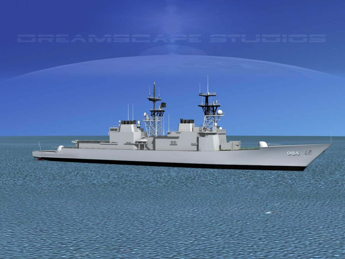 Spruance Class DD984 USS Leftwich - 3D Model by Dreamscape Studios
